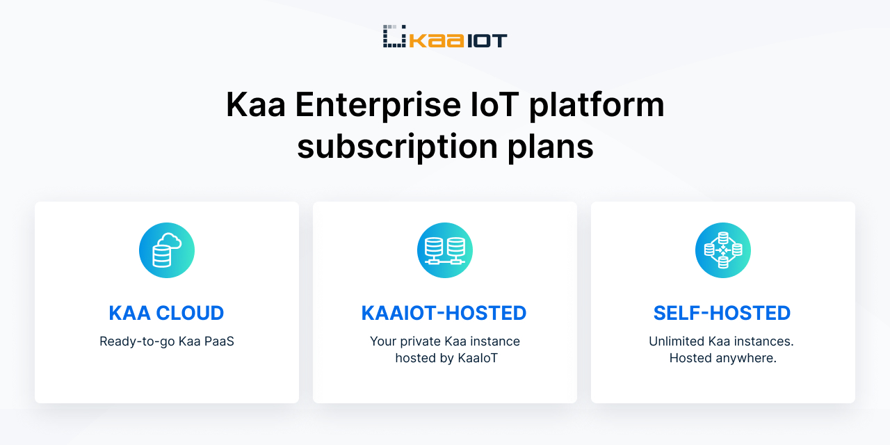 Kaa IoT platform pricing. Choose your subscription plan