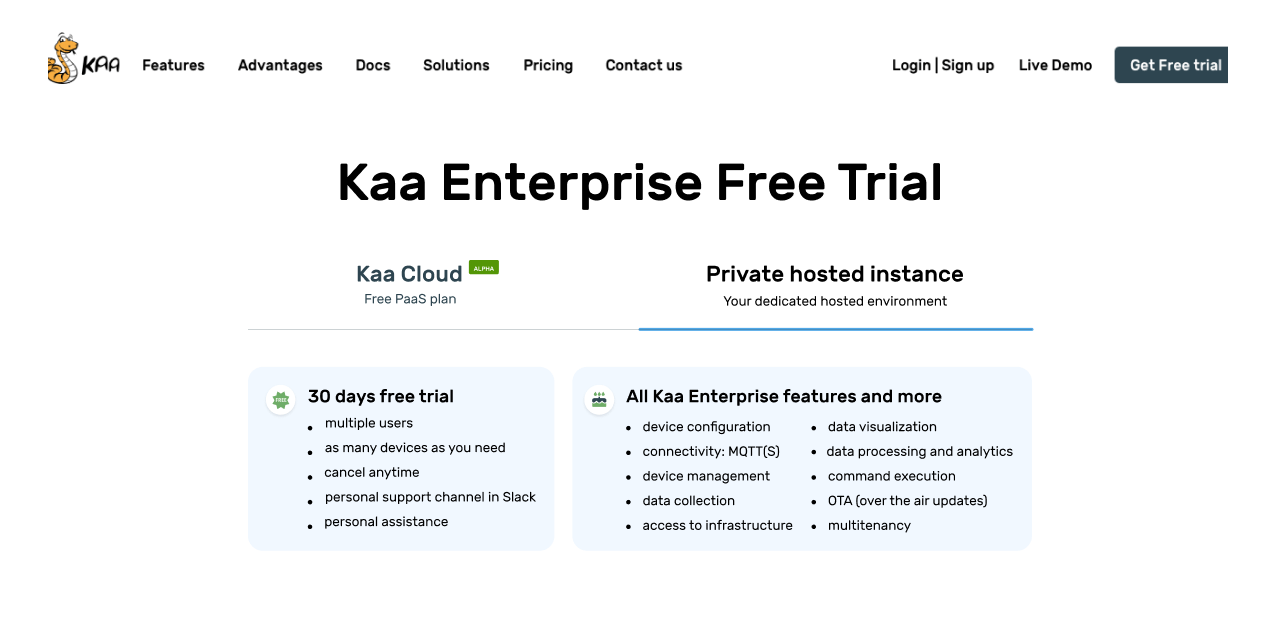 Free Trial | Kaa IoT Platform