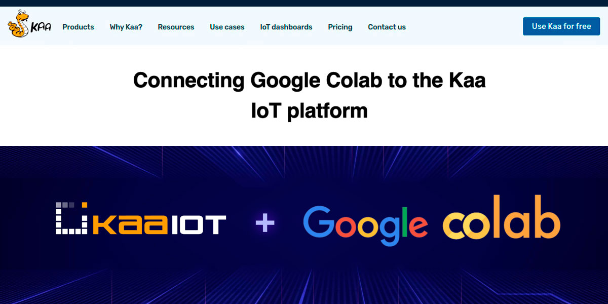 Connecting Google Colab to the Kaa IoT platform